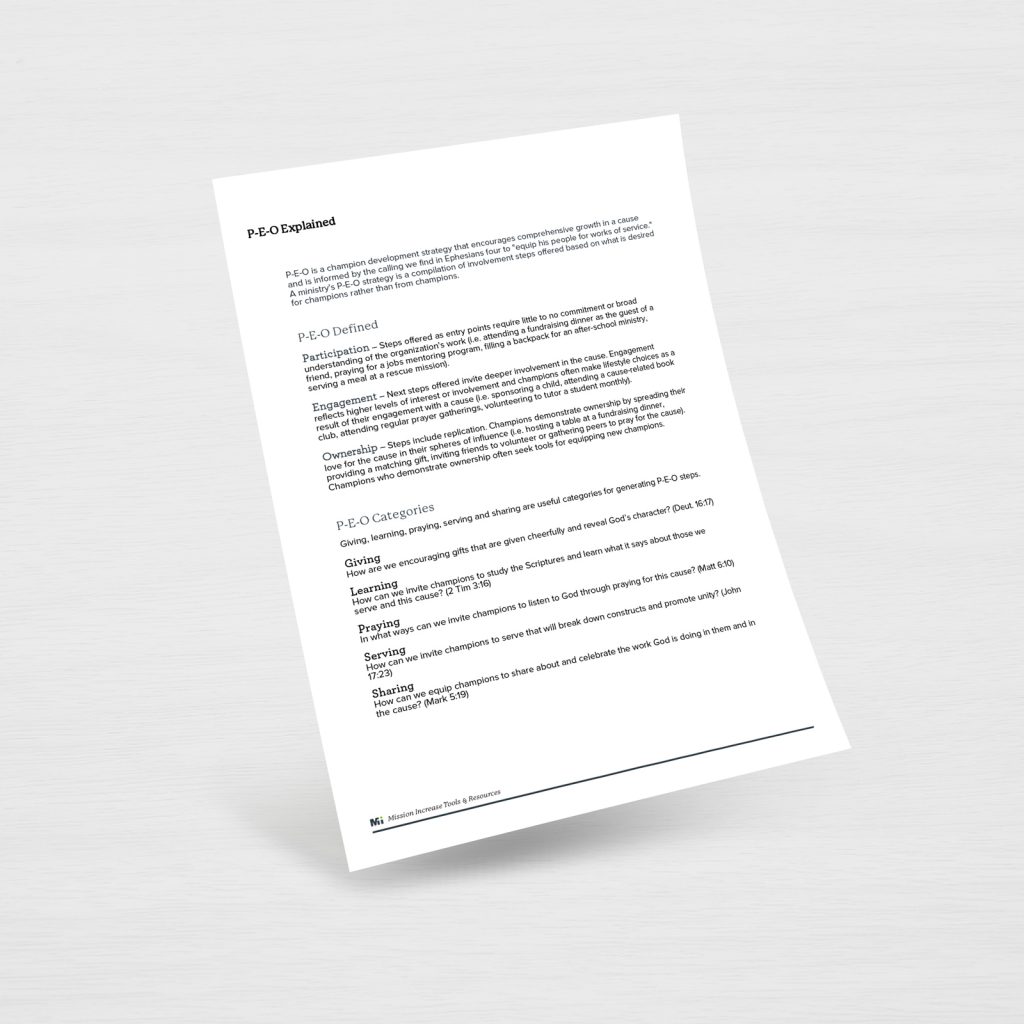 P-E-O Explained – Mission Increase – Learn