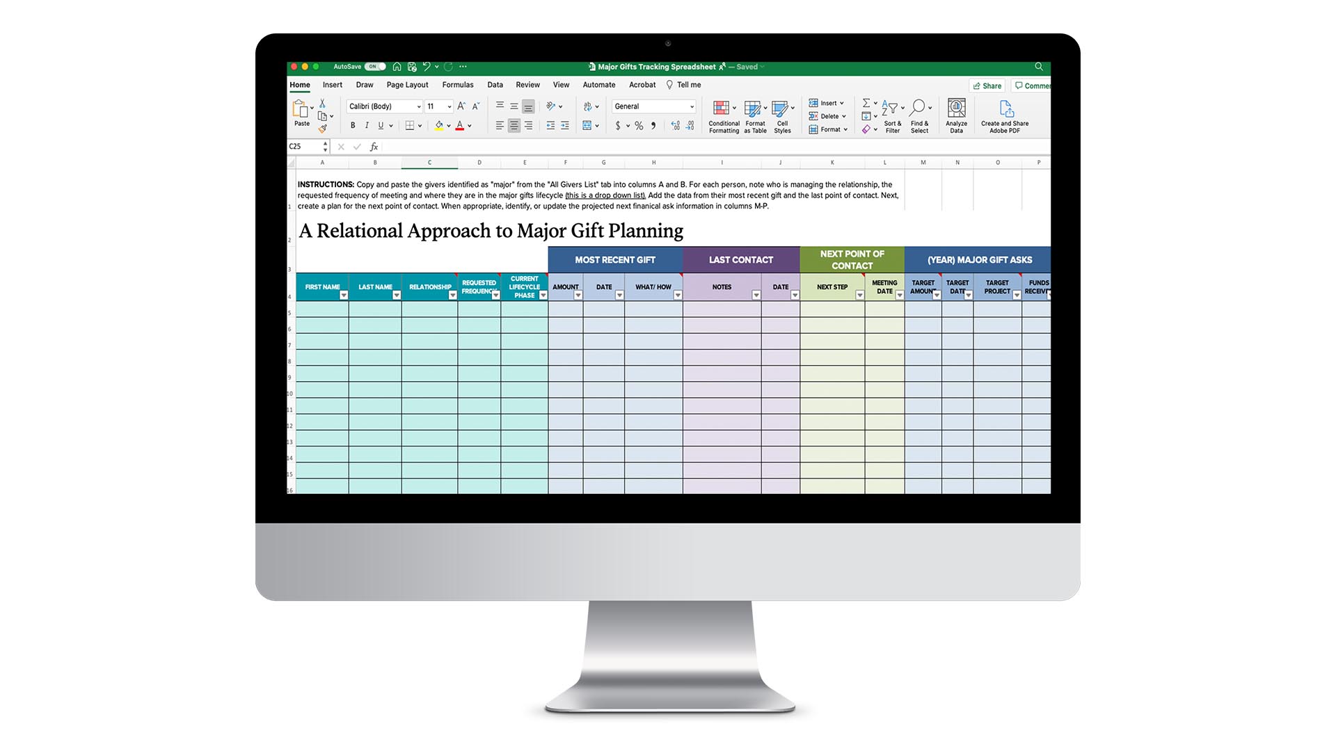 Major Gift Tracking Spreadsheet – Mission Increase – Learn