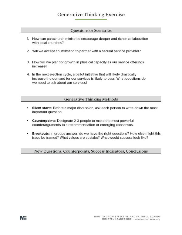 Generative Thinking Exercise – Mission Increase – Learn