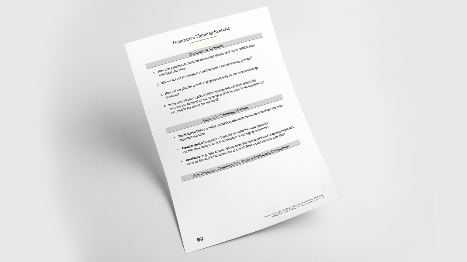 Generative Thinking Exercise – Mission Increase – Learn