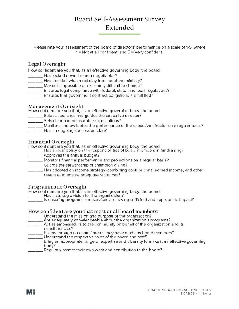 Board Self-Assessment Survey – Mission Increase – Learn