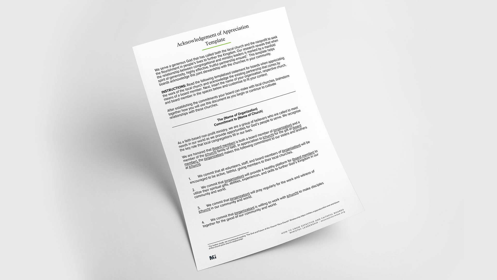 Church Acknowledgement of Appreciation Template – Mission Increase – Learn