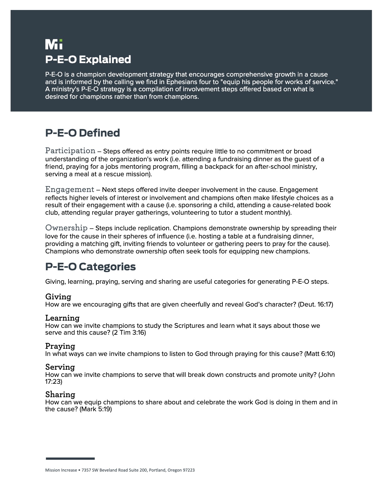 P-E-O Explained – Mission Increase – Learn