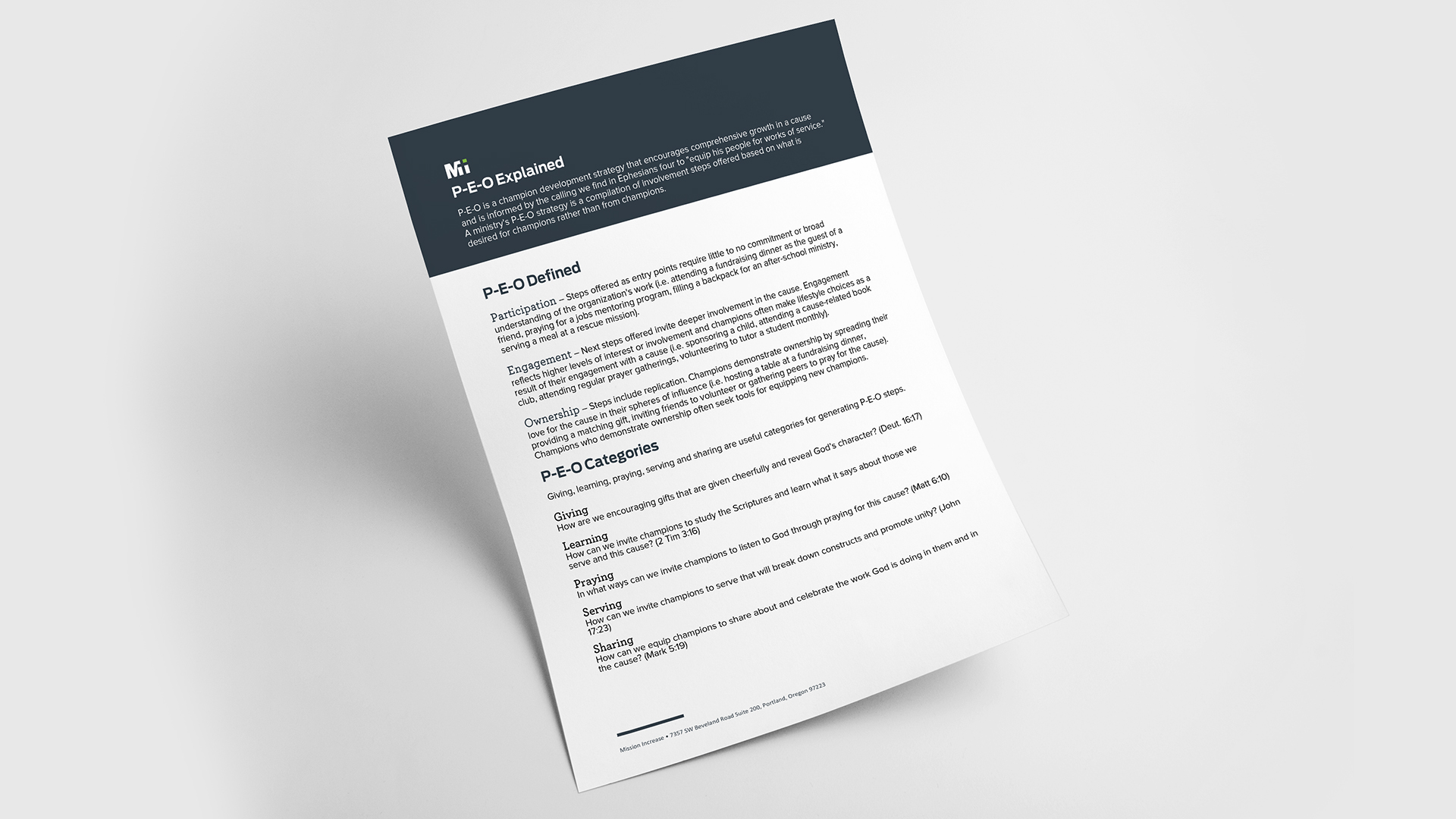 P-E-O Explained – Mission Increase – Learn