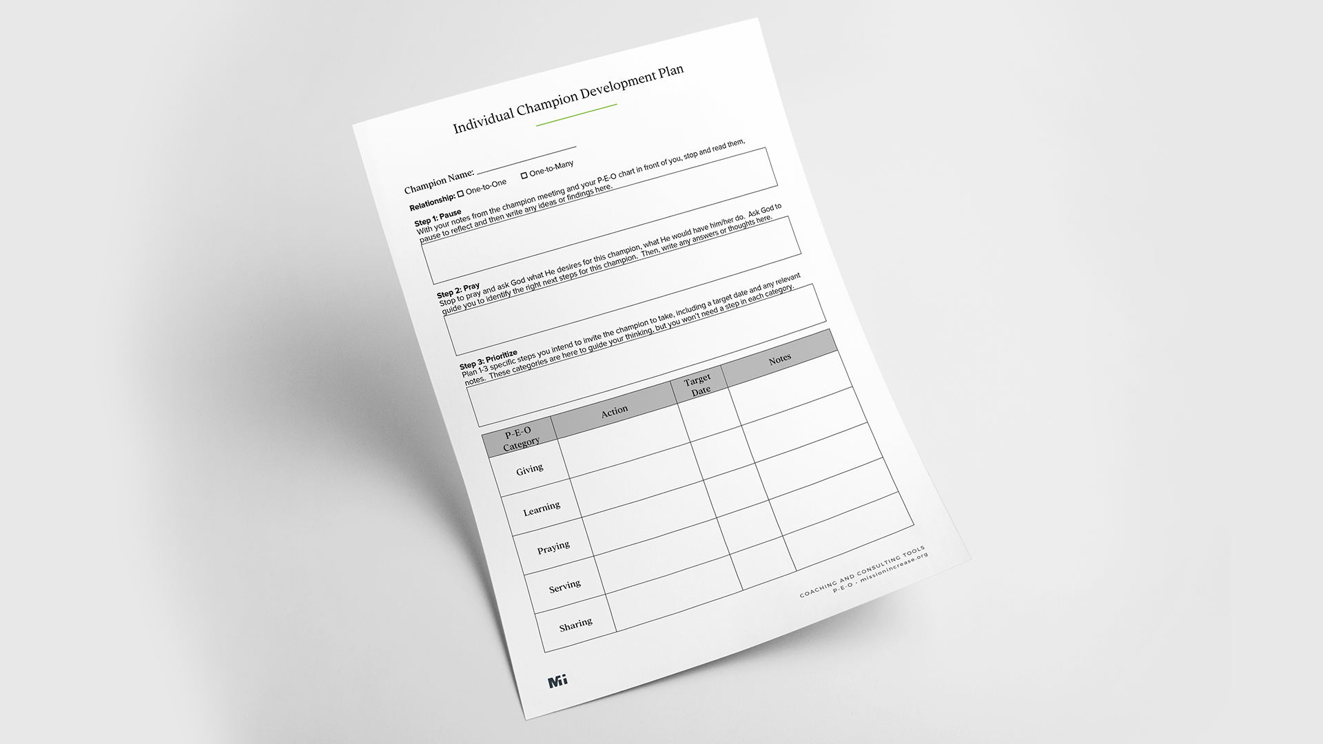 Individual Champion Development Plan – Mission Increase – Learn