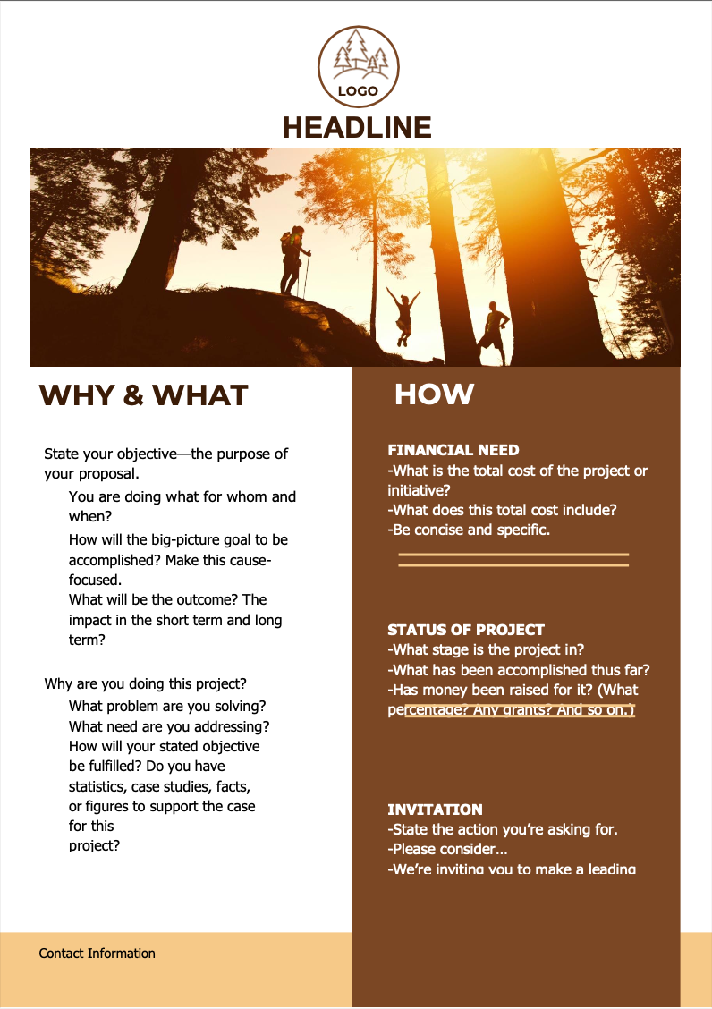 One Page Proposal Template – Mission Increase – Learn