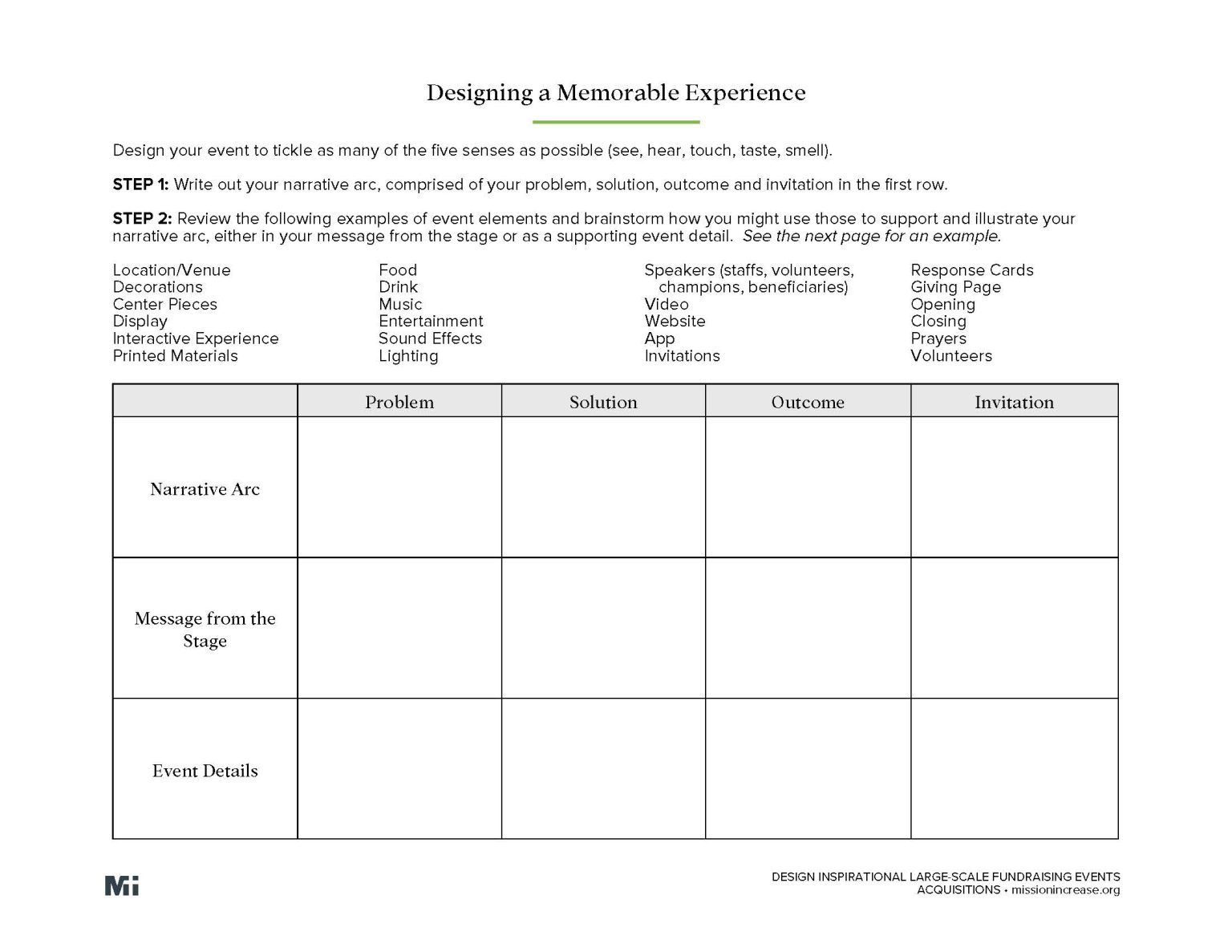 Design a Memorable Event – Mission Increase – Learn