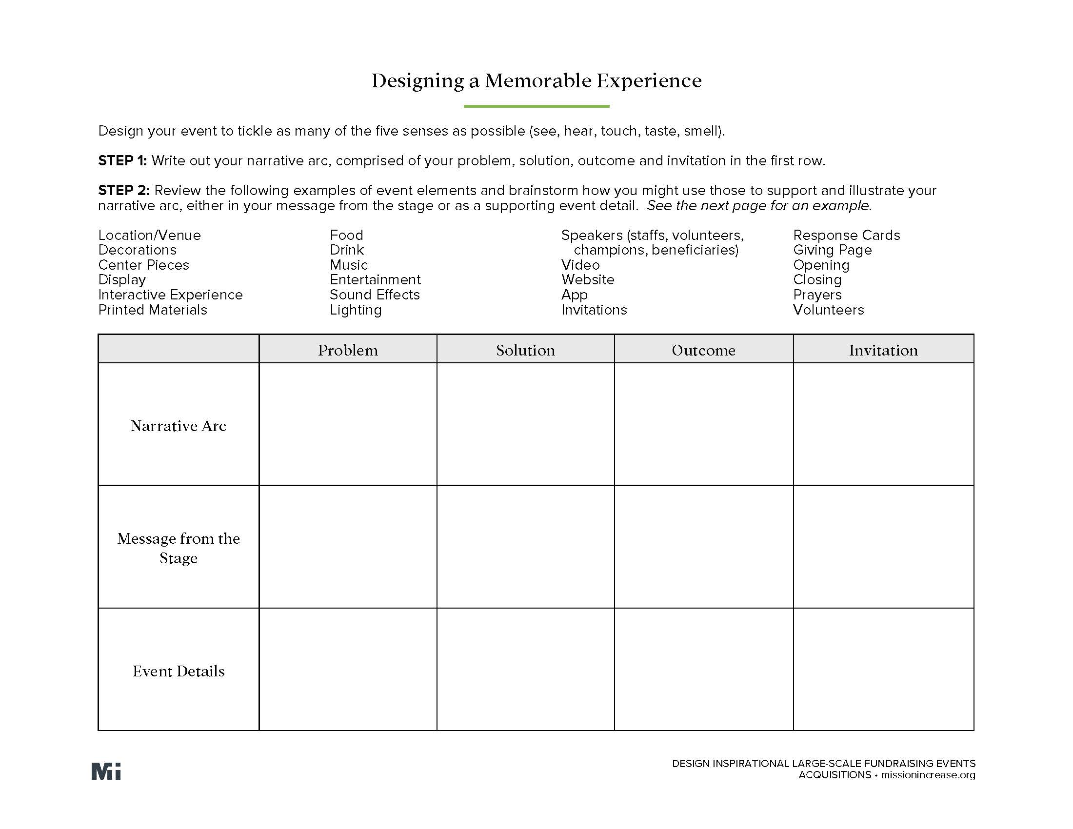 Design a Memorable Event – Mission Increase – Learn