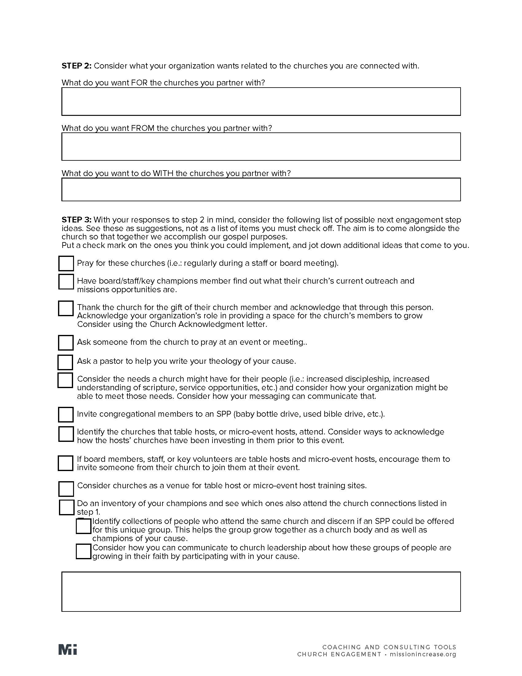 Church Engagement Inventory and Next Steps – Mission Increase – Learn