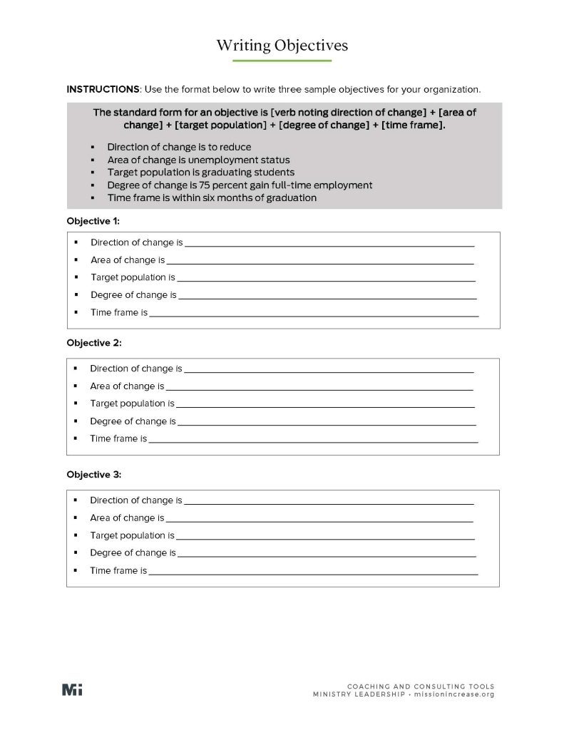 Writing Objectives – Mission Increase – Learn