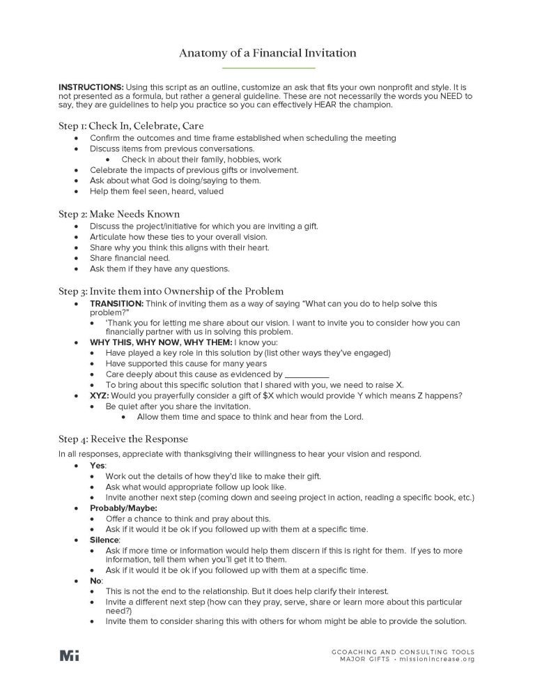 Anatomy of the Financial Invitation – Mission Increase – Learn