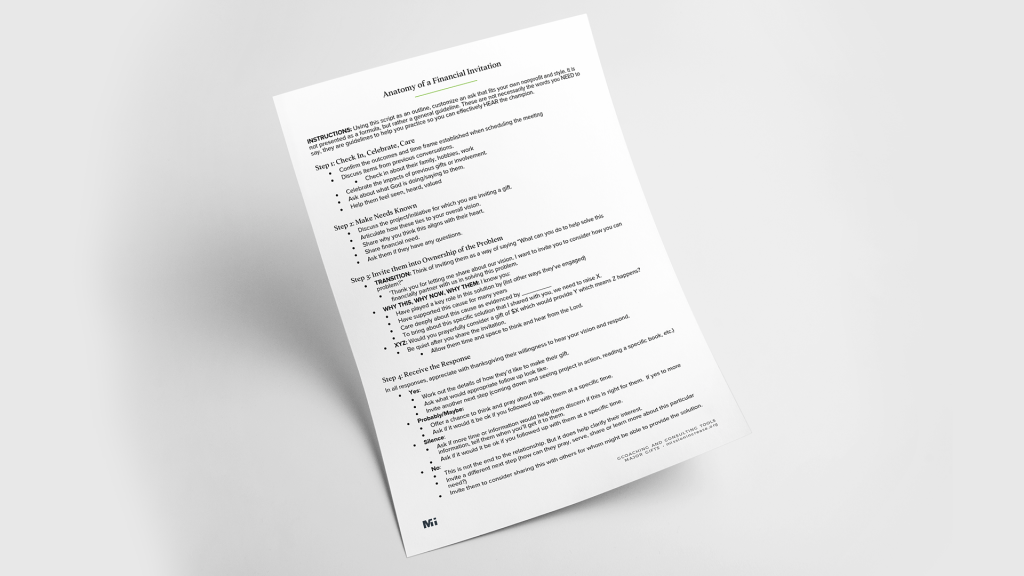 Anatomy of the Financial Invitation – Mission Increase – Learn