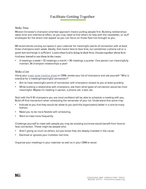 Facilitate Getting Together – Mission Increase – Learn