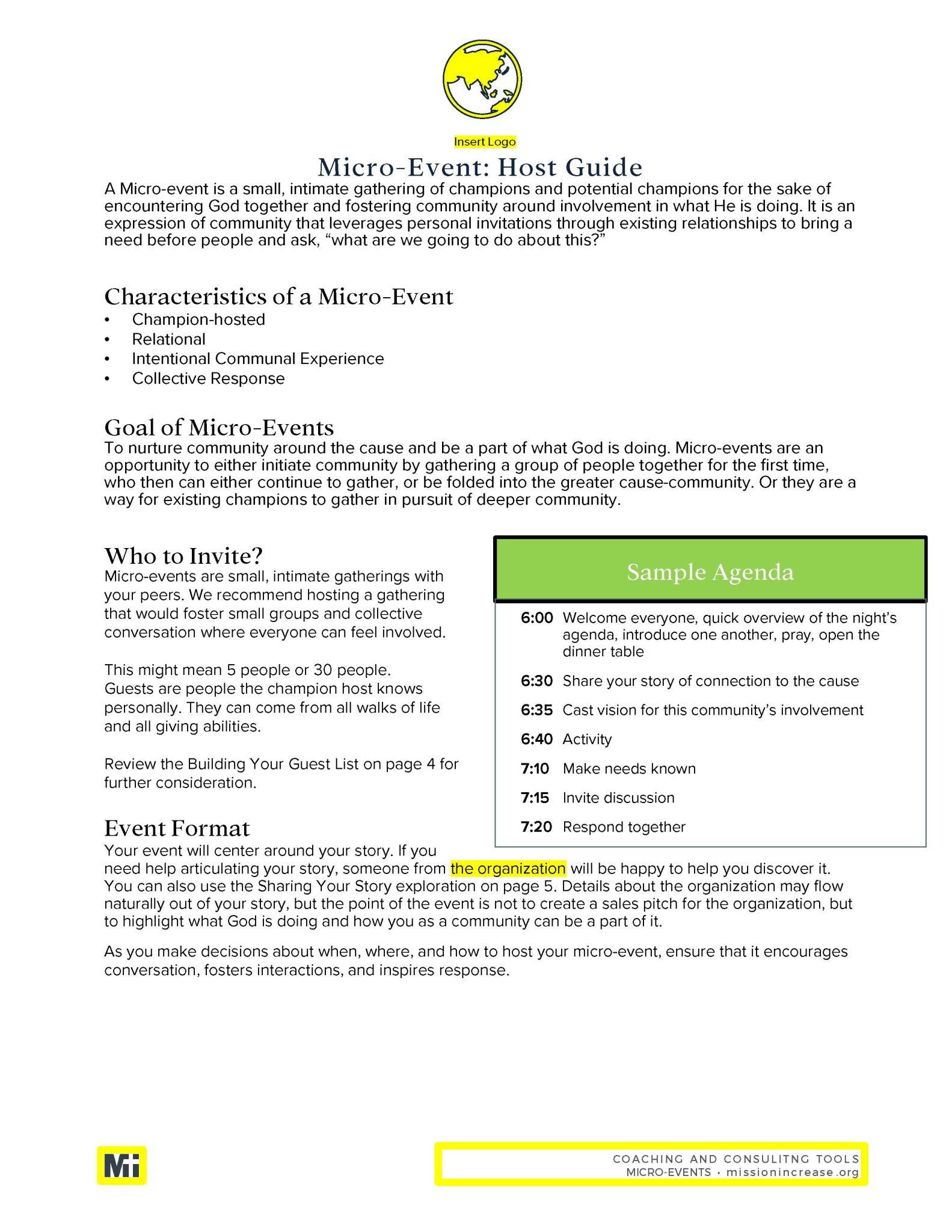 Coach the Host Guide Template – Mission Increase – Learn