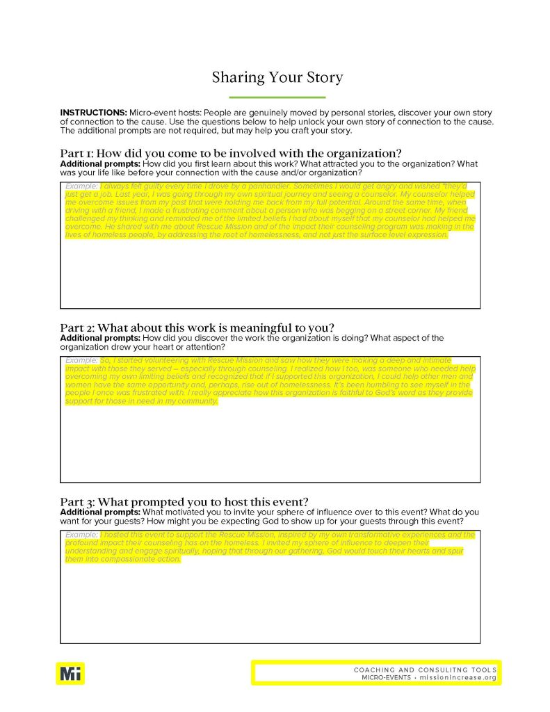 Coach the Host Guide Template – Mission Increase – Learn