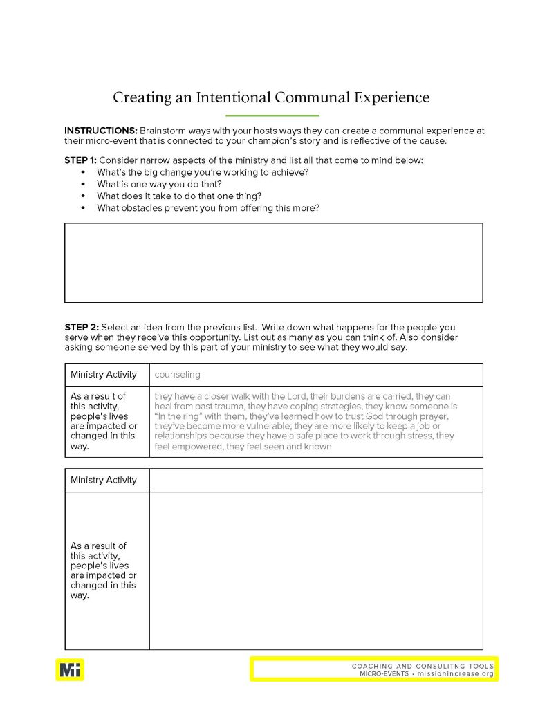 Coach the Host Guide Template – Mission Increase – Learn