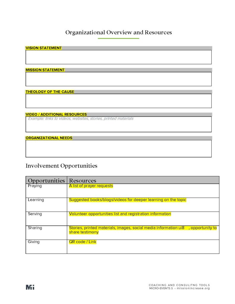 Coach the Host Guide Template – Mission Increase – Learn