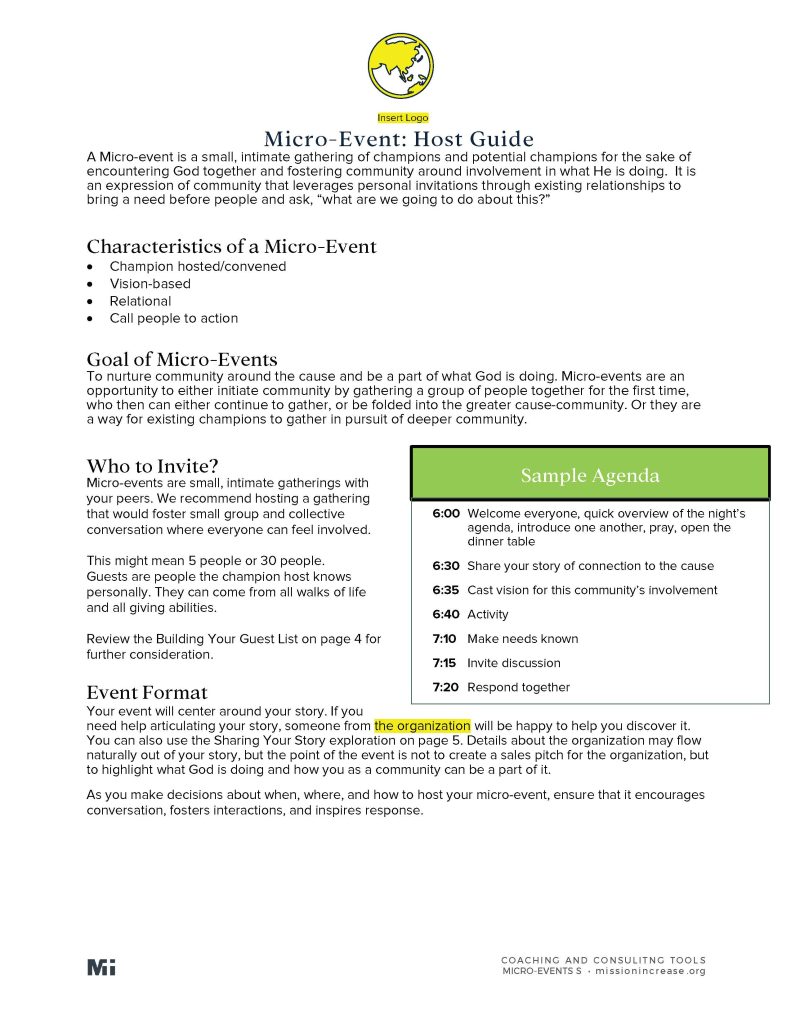 Coach the Host Guide Template – Mission Increase – Learn